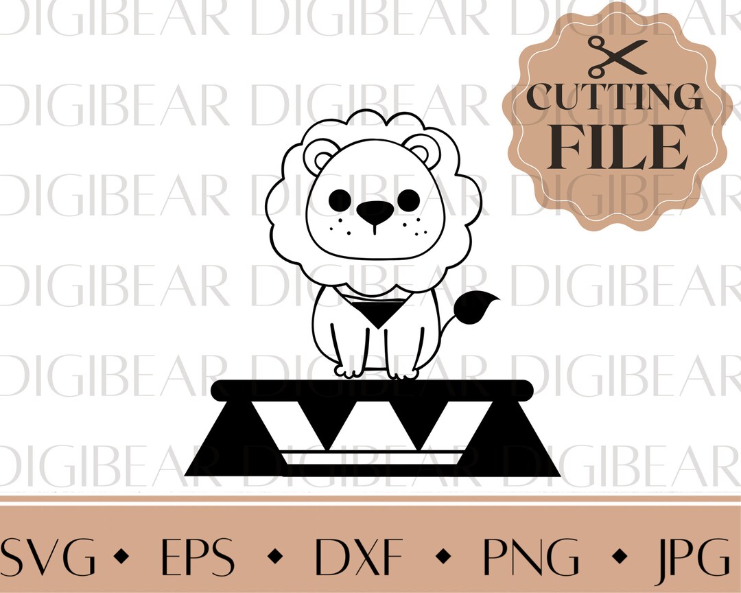 Lion SVG Cute Sitting Lion Digital T-shirt Print Outline Cut File for ...