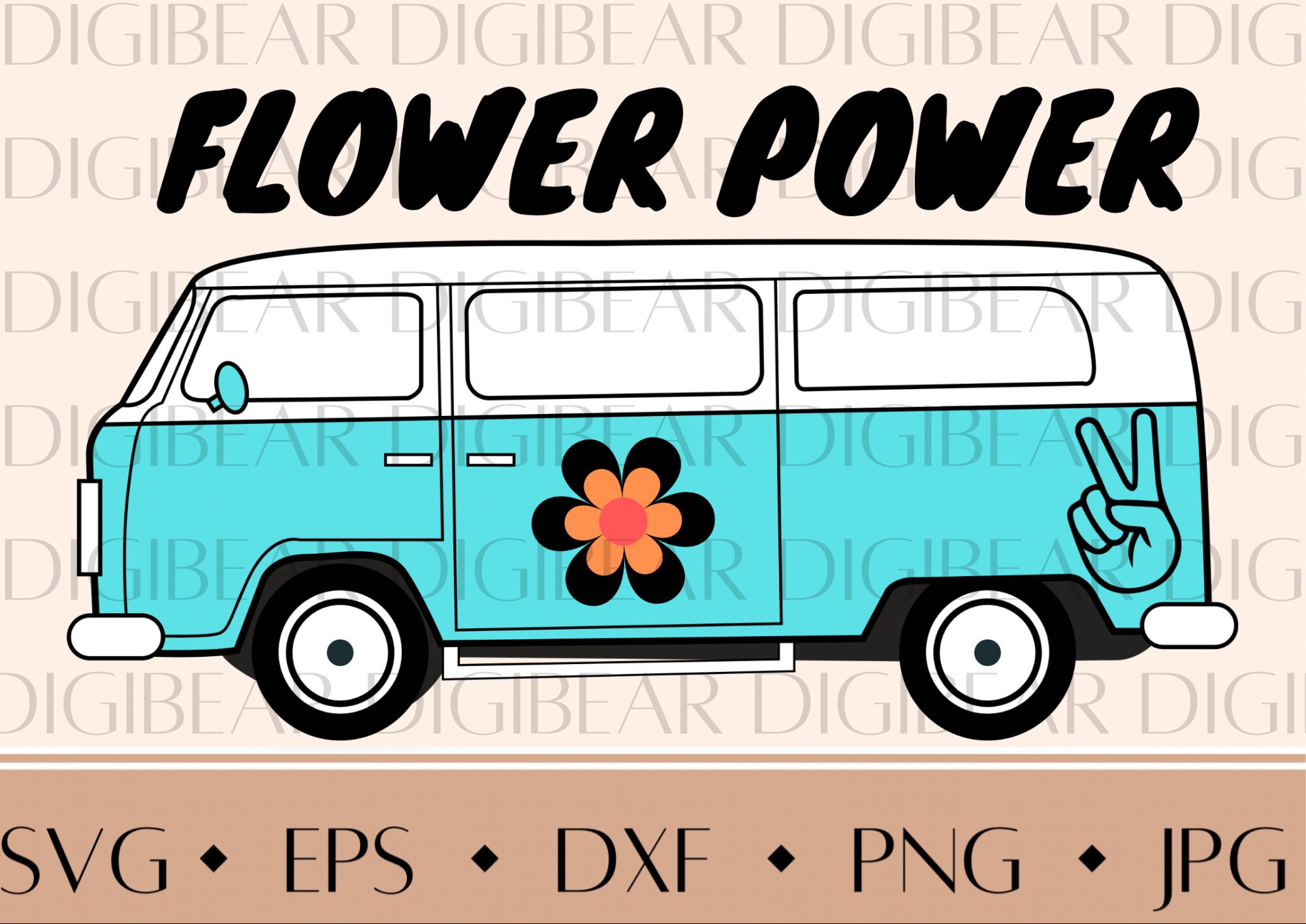 Vintage Bus,vw Bus,hippie Bus,retro Bus SVG, Png, Jpg, Pdf, Eps, Dxf ...