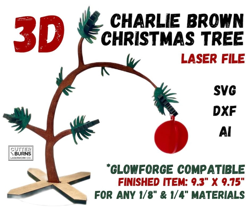 Laser Cut 3D Charlie Brown Christmas Tree With Ornament Peanuts ...
