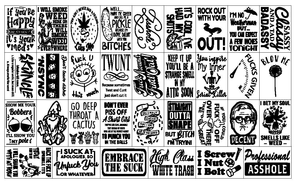 Funny Laser Cut Adult Magnets Set 5 (33 Designs) - SVG DXF AI - Laser ...