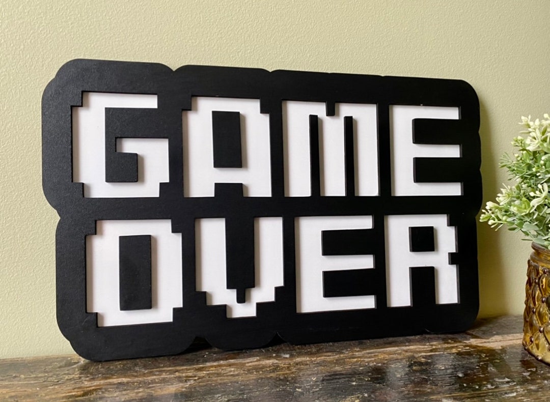 8 Bit Game Over Two Layer Gamer Game Room Wall Hanging Decor Sign - Etsy