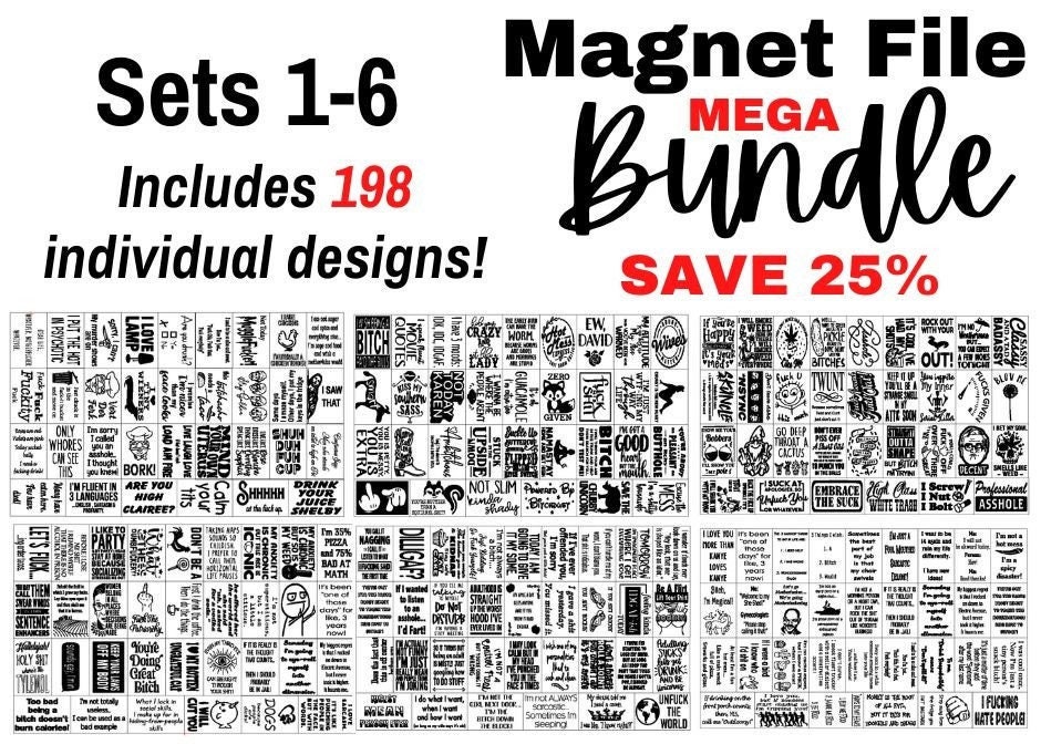 Funny Laser Cut Adult Magnet Mega Bundle Sets 1-6 (198 Designs) - SVG ...