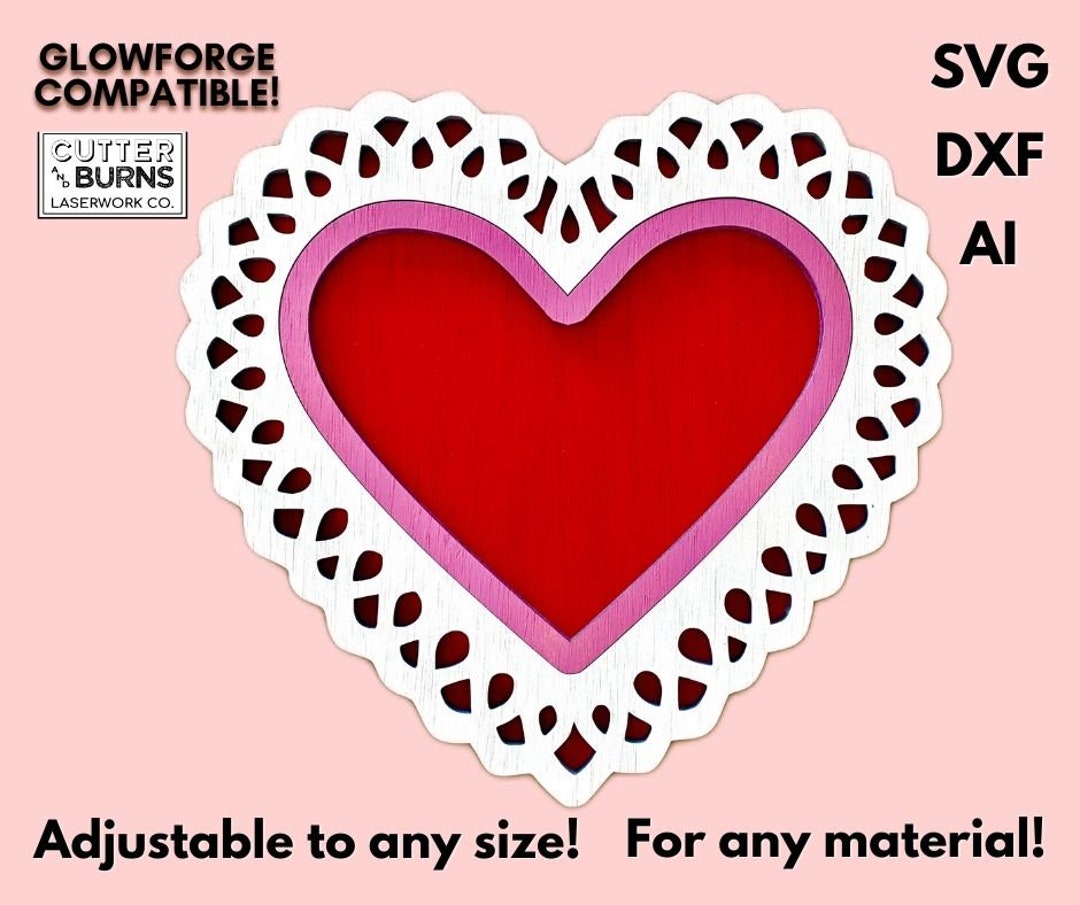 Laser Cut Valentine's Day Lacey Heart Wall Hanging Sign - SVG DXF AI ...