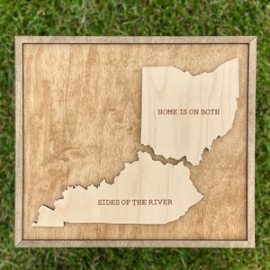 Home is on Both Sides of the River Ohio Kentucky Wood Wall Decor Sign ...