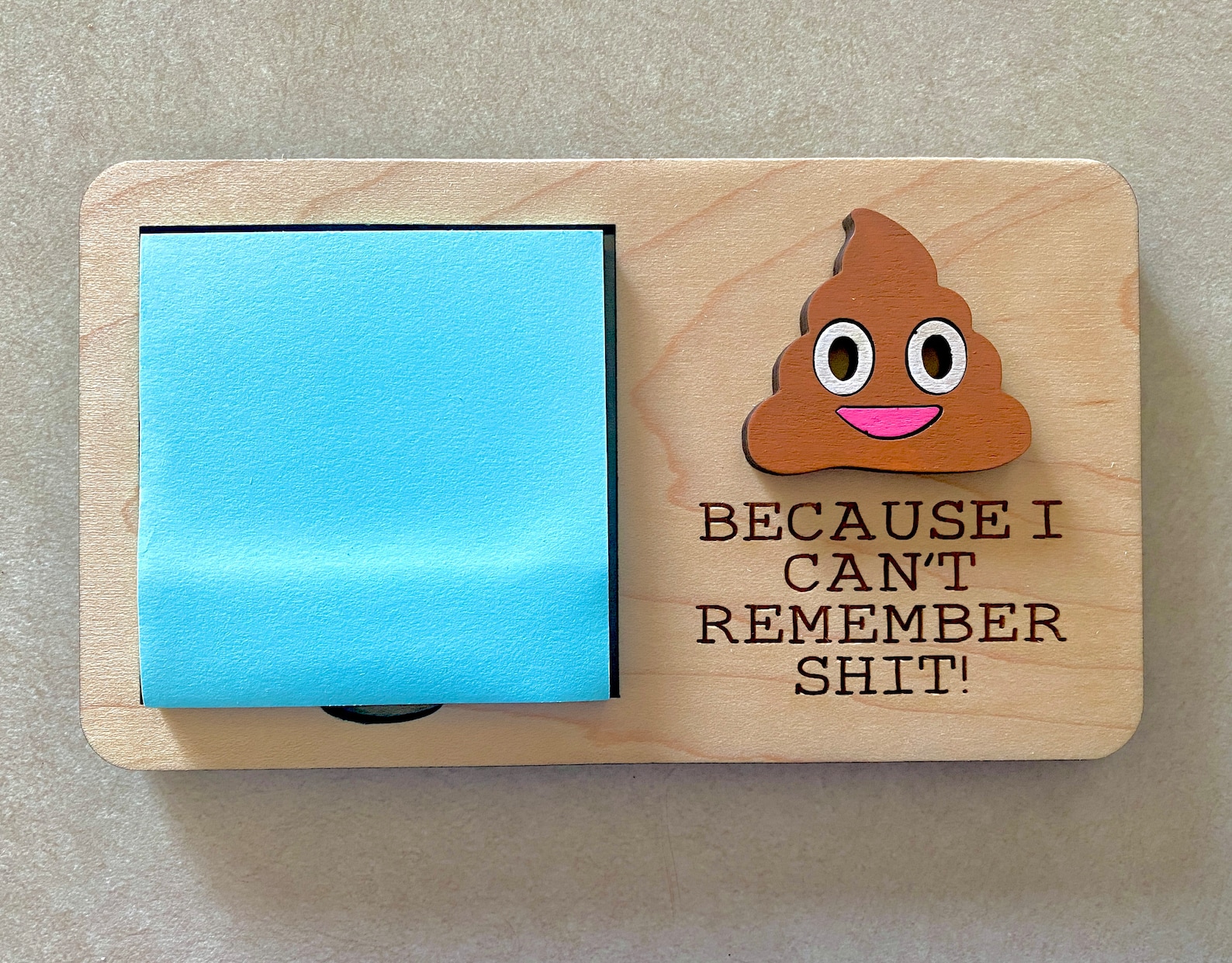 Can’t Remember Shit - Poop Emoji Funny Gag Gift - Laser Cut Wood Post ...
