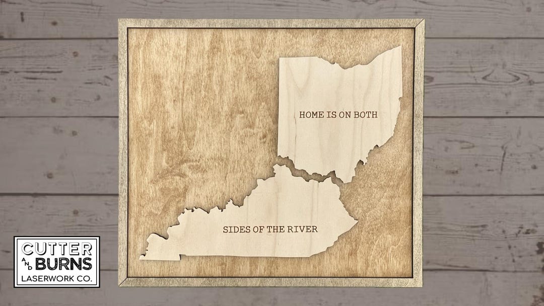 Home is on Both Sides of the River Ohio Kentucky Wood Wall Decor Sign ...