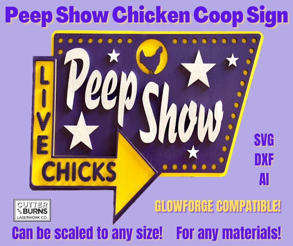 Laser Cut Funny Peep Show Chicken Coop Farm Sign SVG DXF AI Digital ...