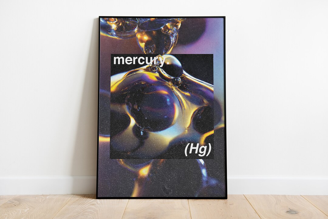 Mercury, Abstract Poster ,hydrargyrum Element, Ambient, Liquid, Minimal ...