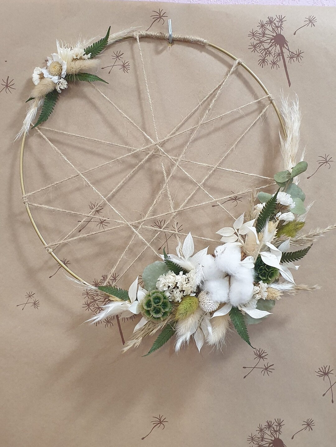 Dried Flower Circle, Wall Circle, Dried Flower Creation, Natural Tones ...