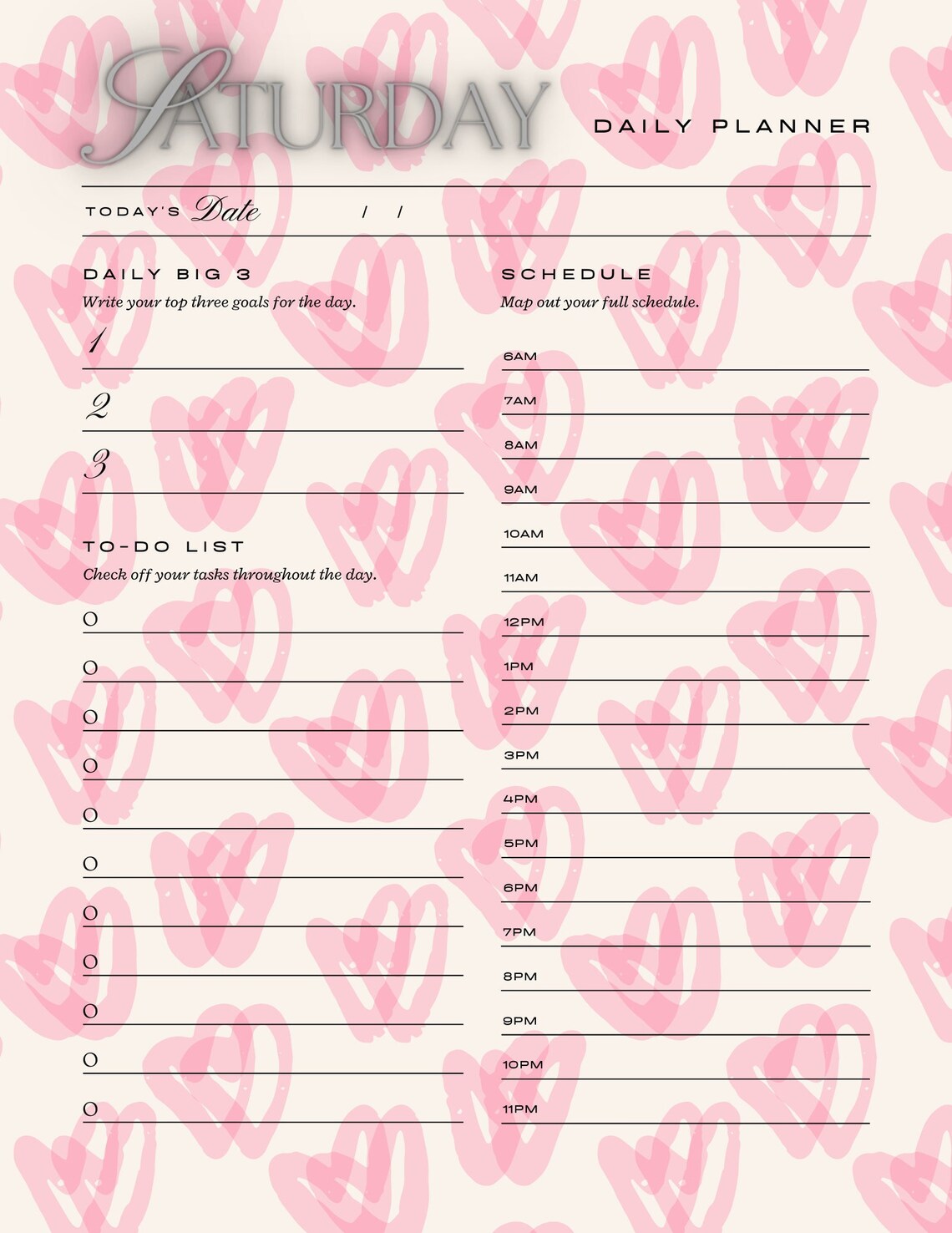 Pink Saturday Planner - Etsy