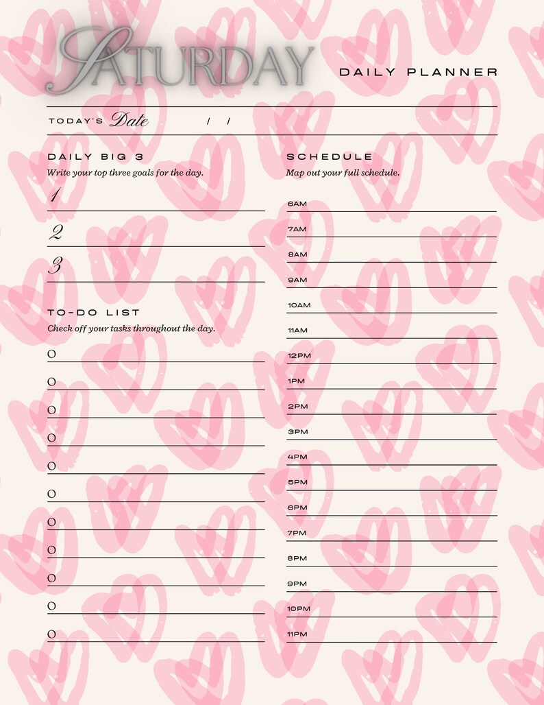 Pink Saturday Planner - Etsy