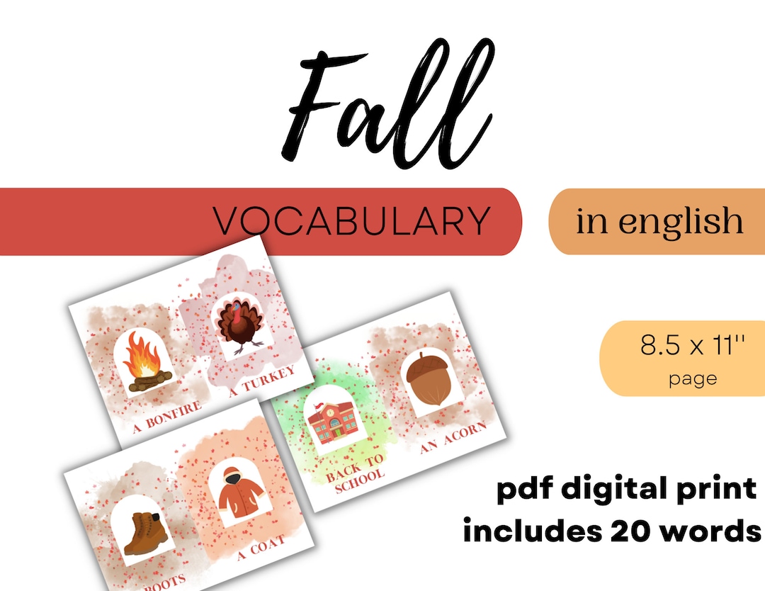 Fall Flashcards | Fall Vocabulary | Printable Flashcards | Homeschool ...