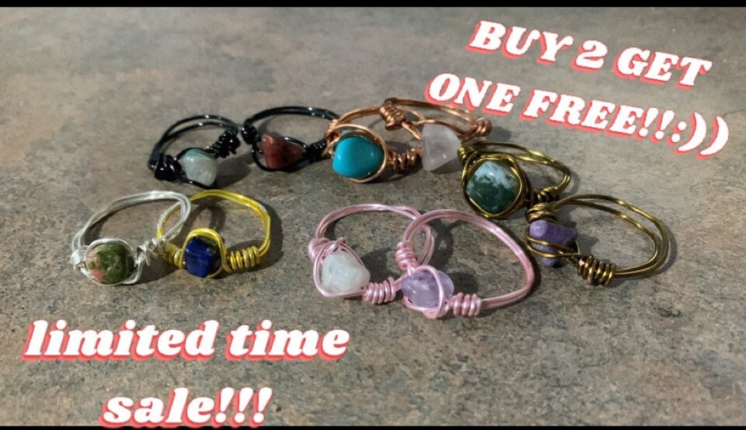 BUY 2 GET 1 FREE Crystal Ring Dainty Wire Crystal Wrapped - Etsy