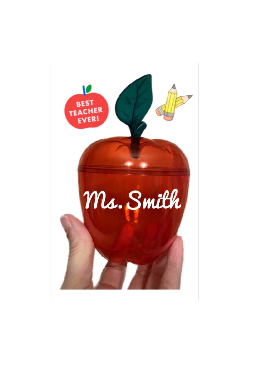 Personalized Red Plastic Fillable Apples - Teachers Gifts - Super Cute ...