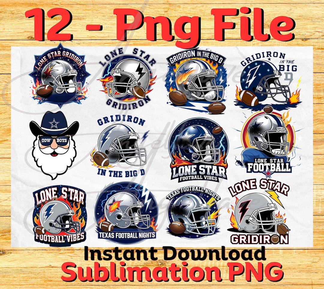 12x Bundle | Lone Star Football Vibes | Sports Helmet Sublimation PNG ...