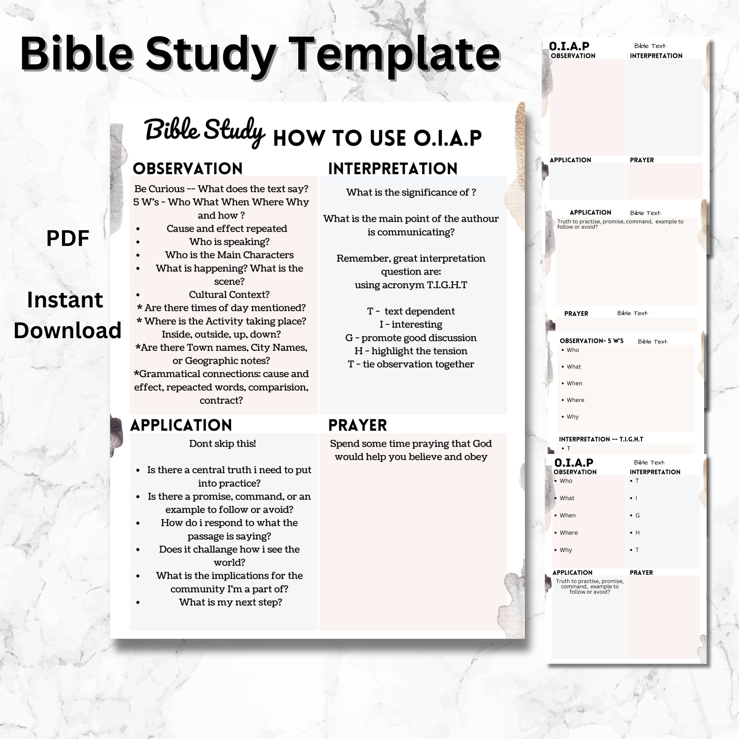 Bible Study Printable | Digital Bible Template | Bible Summary | Bible ...