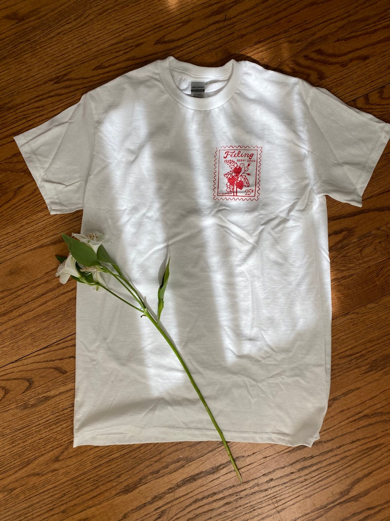 Hand-printed (wisconsin) Strawberry Graphic Tee - Etsy