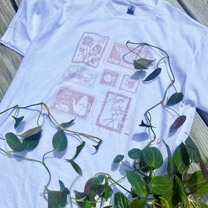 Hand-printed Vintage Stamps Graphic Tee - Etsy