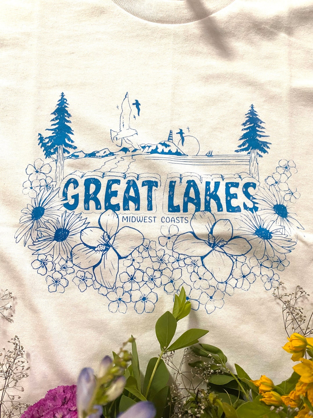 Hand-printed Great Lakes Shirt, Vintage Souvenir Style - Etsy