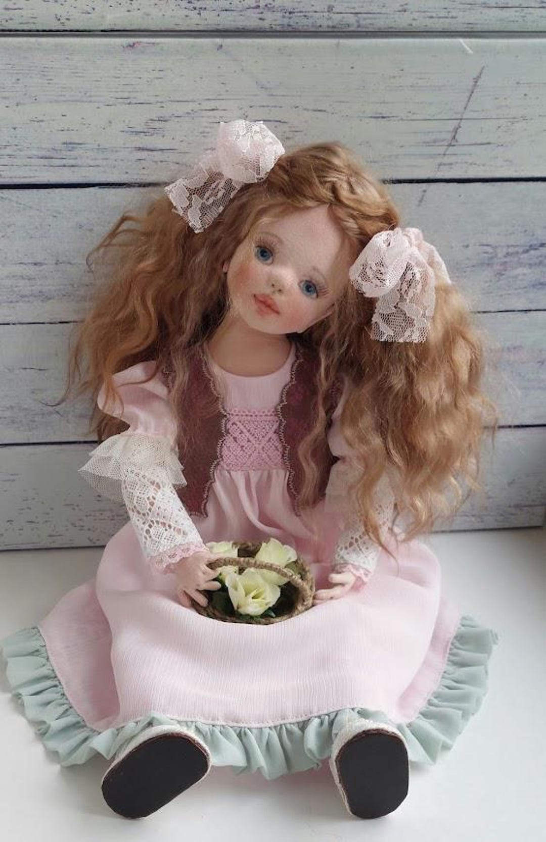 18,5 " (47cm) Real Face Cloth Doll Light Goat Hair Author Rag Doll ...