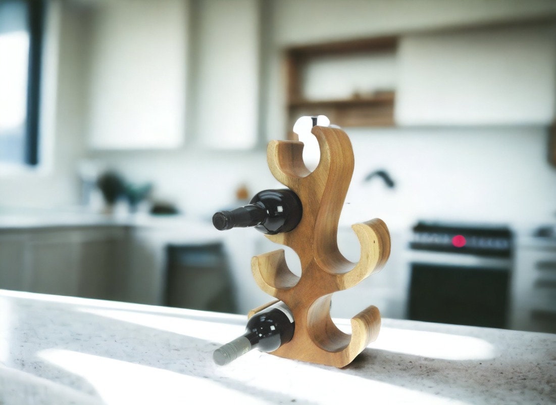 Solid Wooden Wine Rack Tree Sculpture Novelty 6 Bottle Holder - Etsy