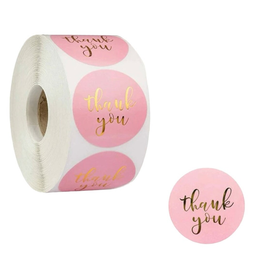 1 Thank You Pink & Gold Stickers, 10ct, 25, 50, 100, 300 - Etsy