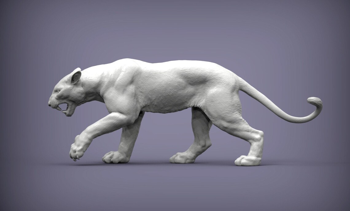 Panther Figurine – 3D Printed Big Cat Statue for Wildlife Collectors ...