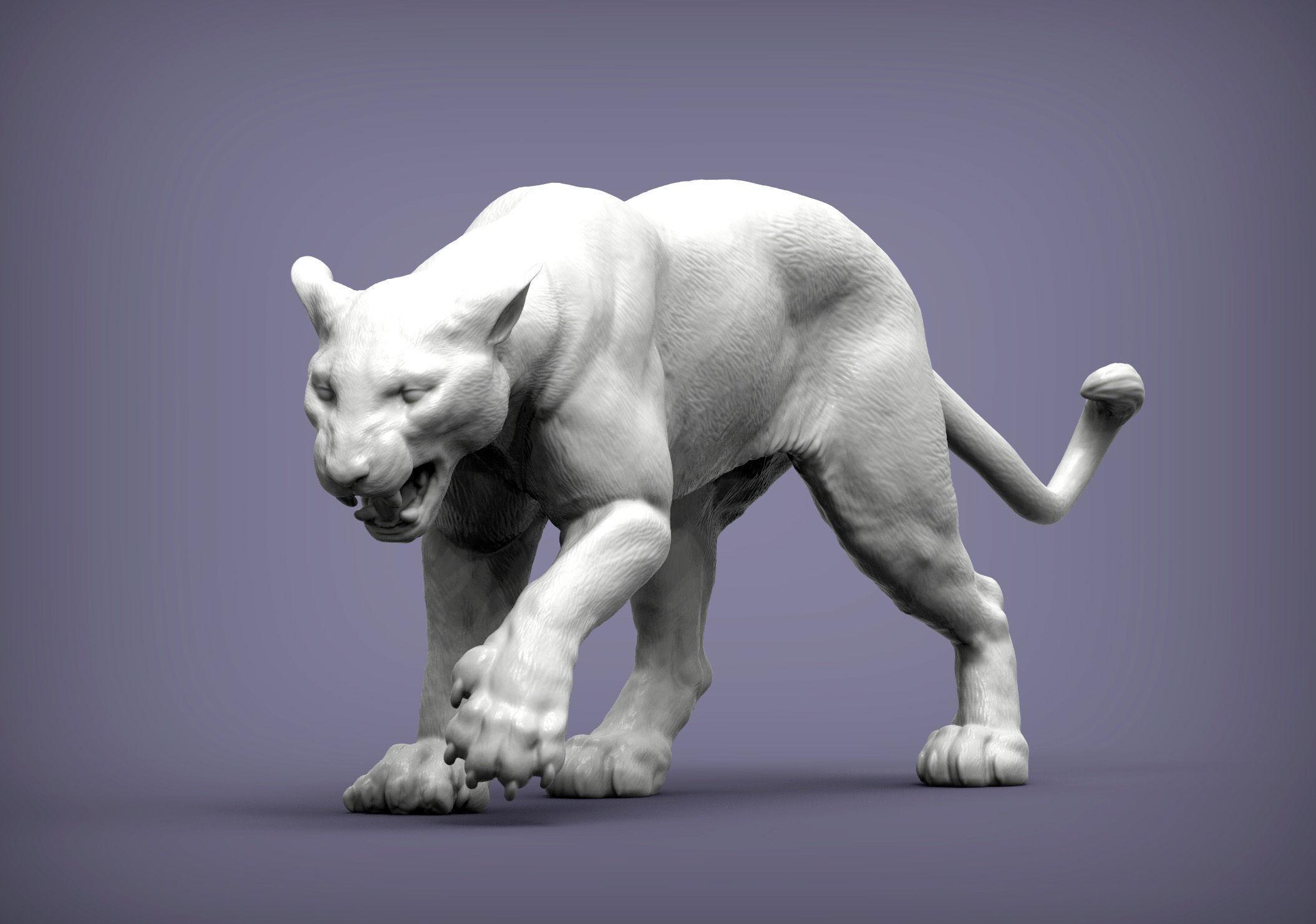Panther Figurine – 3D Printed Big Cat Statue for Wildlife Collectors ...