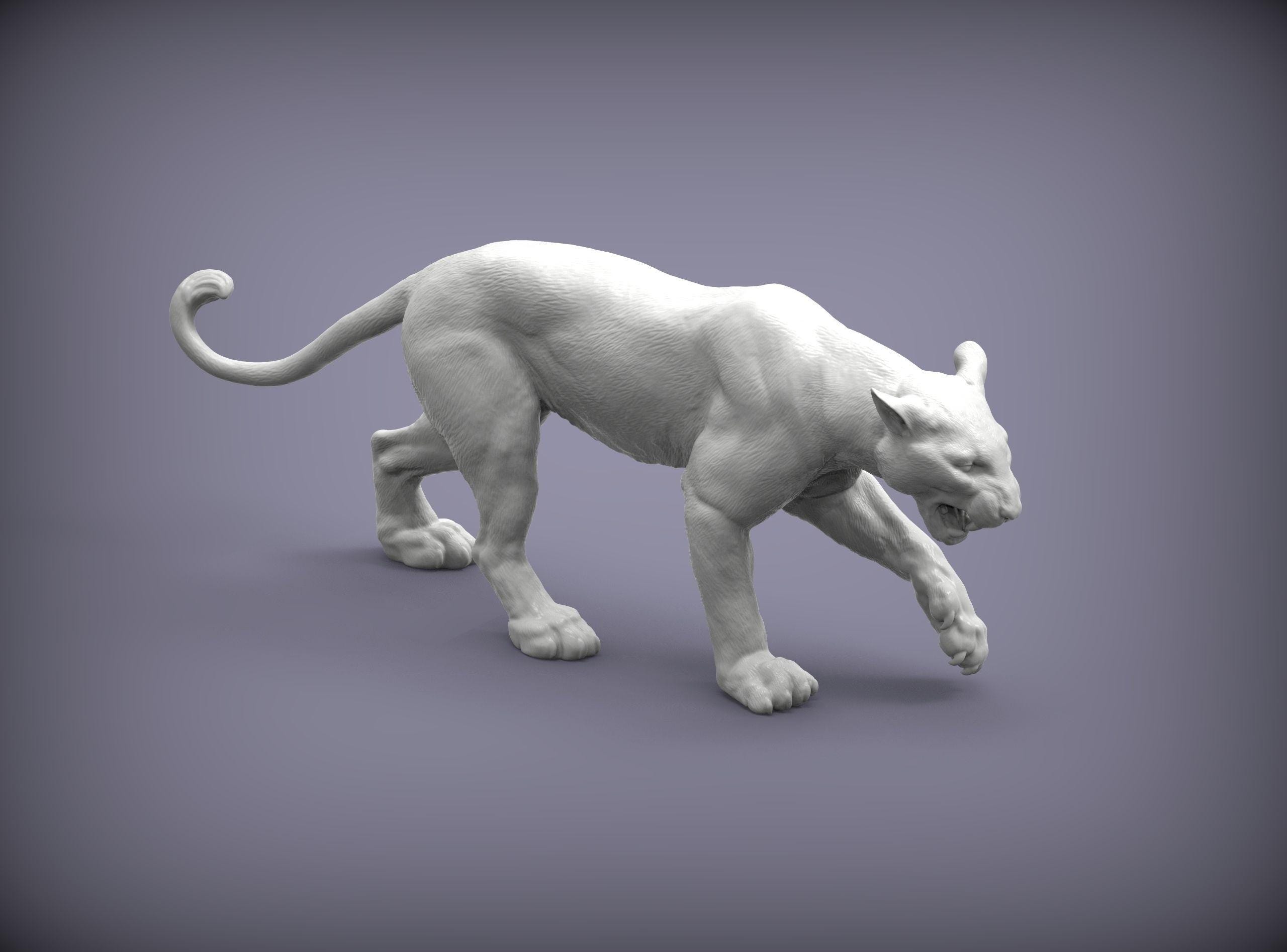Panther Figurine – 3D Printed Big Cat Statue for Wildlife Collectors ...