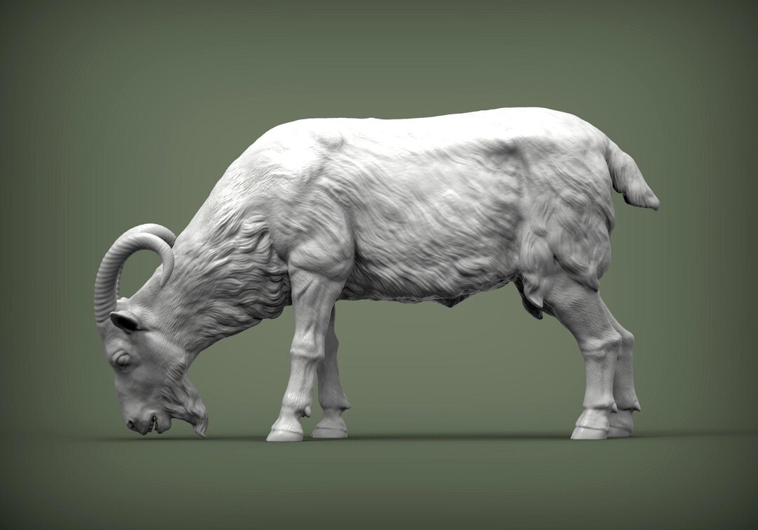 Goat Figurine – 3D Printed Grazing Goat Statue for Animal & Farm Lovers ...