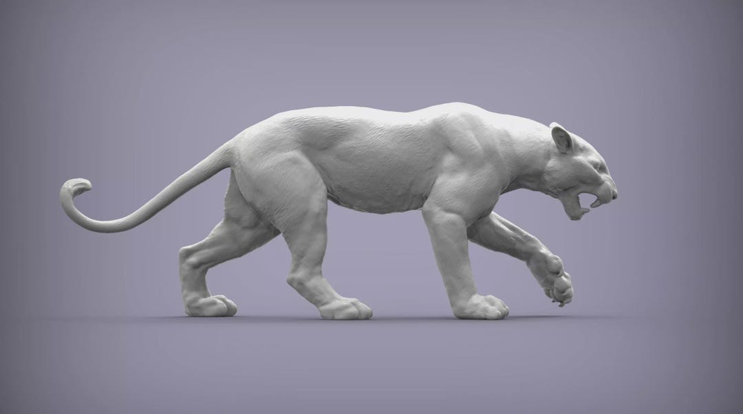 Panther Figurine – 3D Printed Big Cat Statue for Wildlife Collectors ...