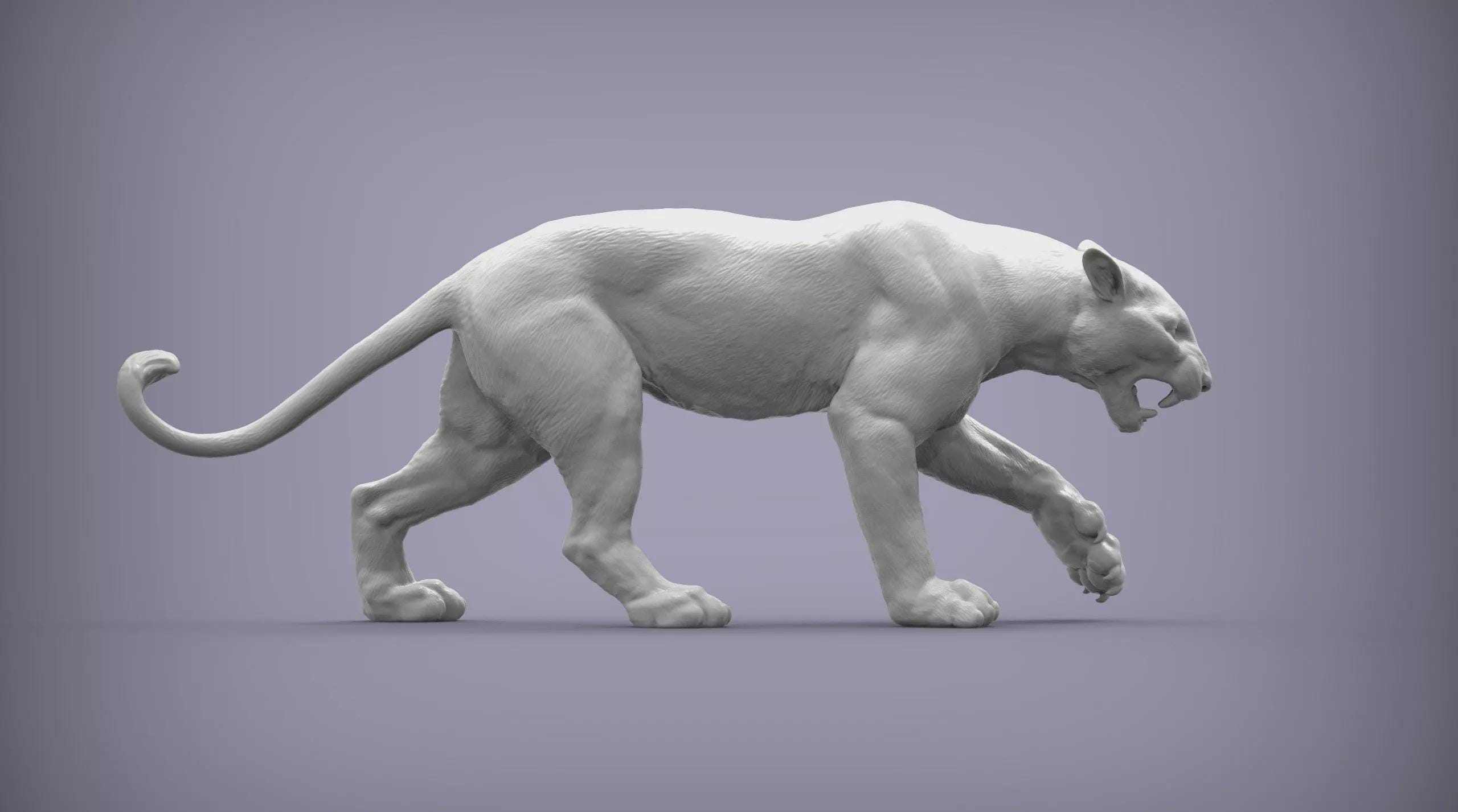 Panther Figurine – 3D Printed Big Cat Statue for Wildlife Collectors ...