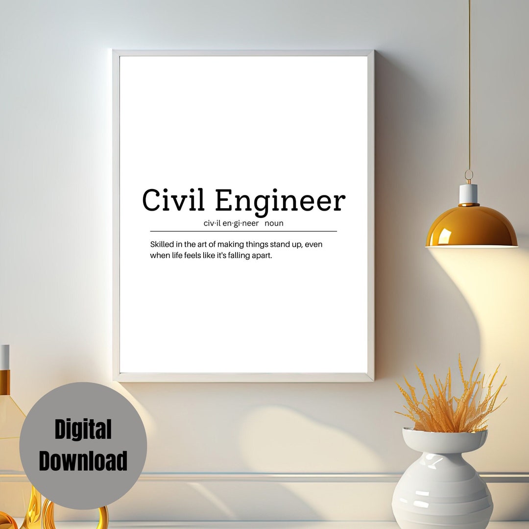 Civil Engineer Definition Wall Art Funny Engineering Gift Digital ...