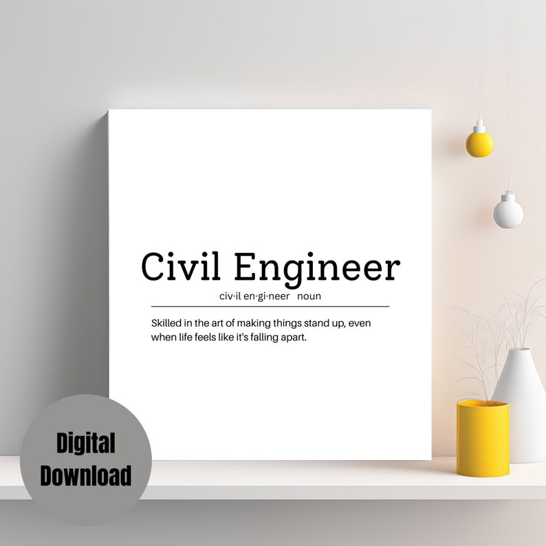 Civil Engineer Definition Wall Art Funny Engineering Gift Digital ...