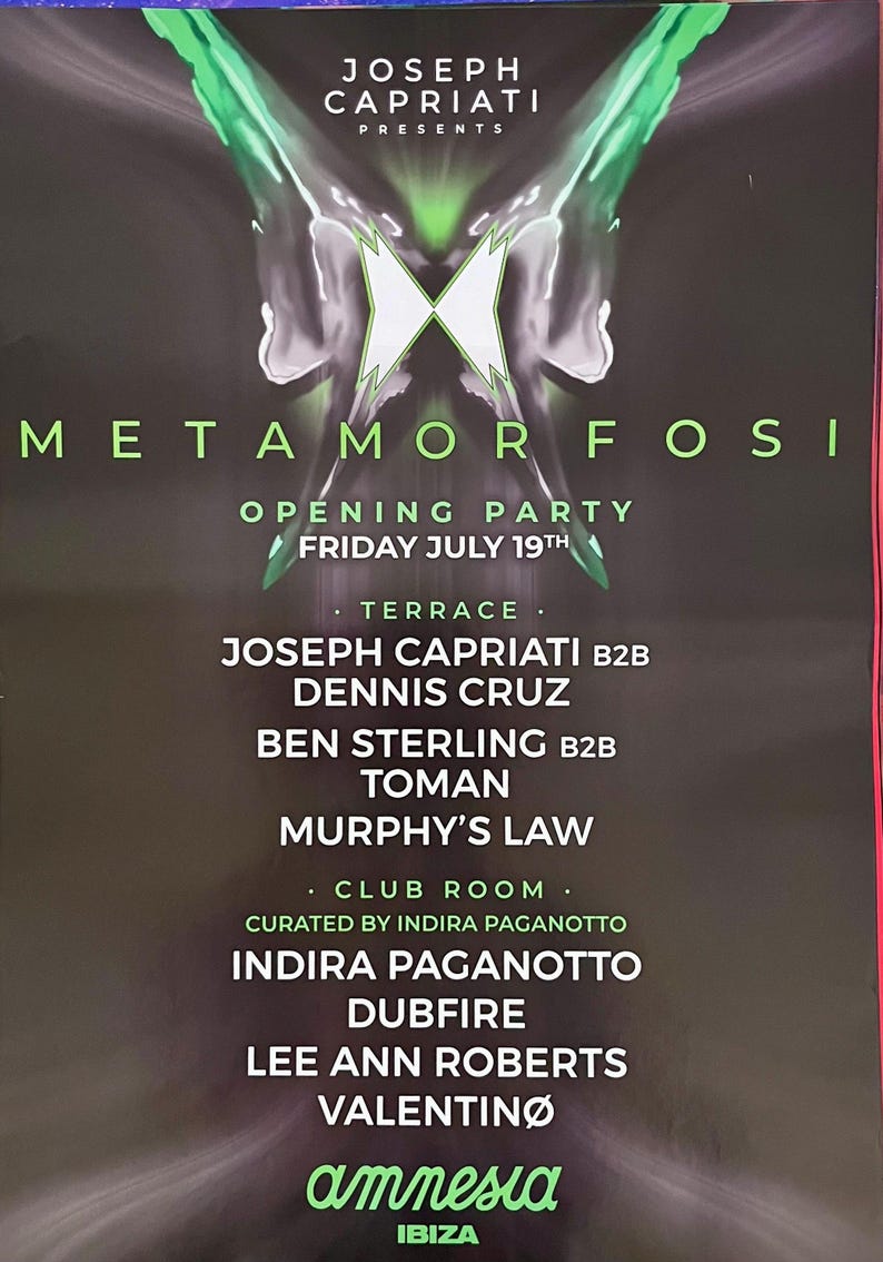 Metamorfosi Joseph Capriati Ibiza July 19 Official Poster - Etsy
