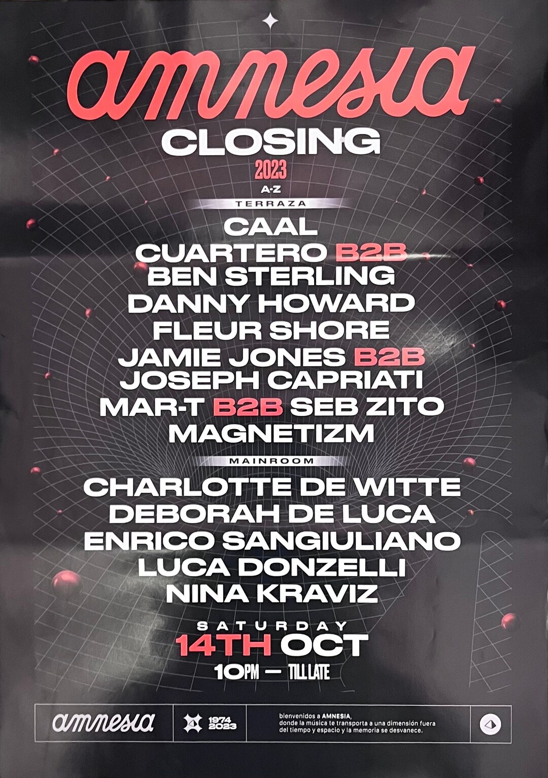 Amnesia Closing Party Oktober 14 2023 Offizielles Poster - Etsy.de