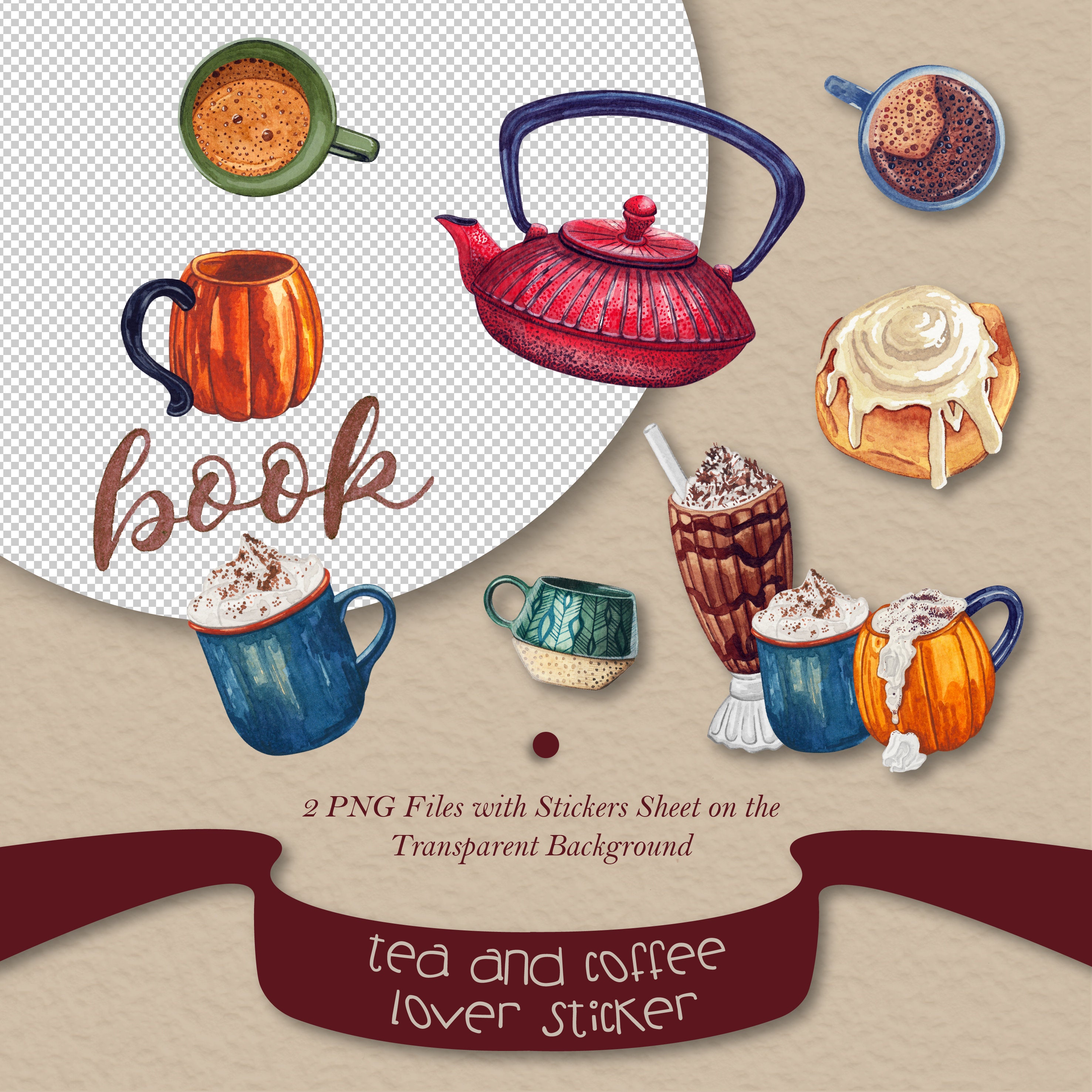 Coffee and Tea Book Stickers. Printable Stickers for Your - Etsy