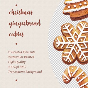 Christmas Clipart Gingerbread Cookies.watercolor Clipart.printable ...