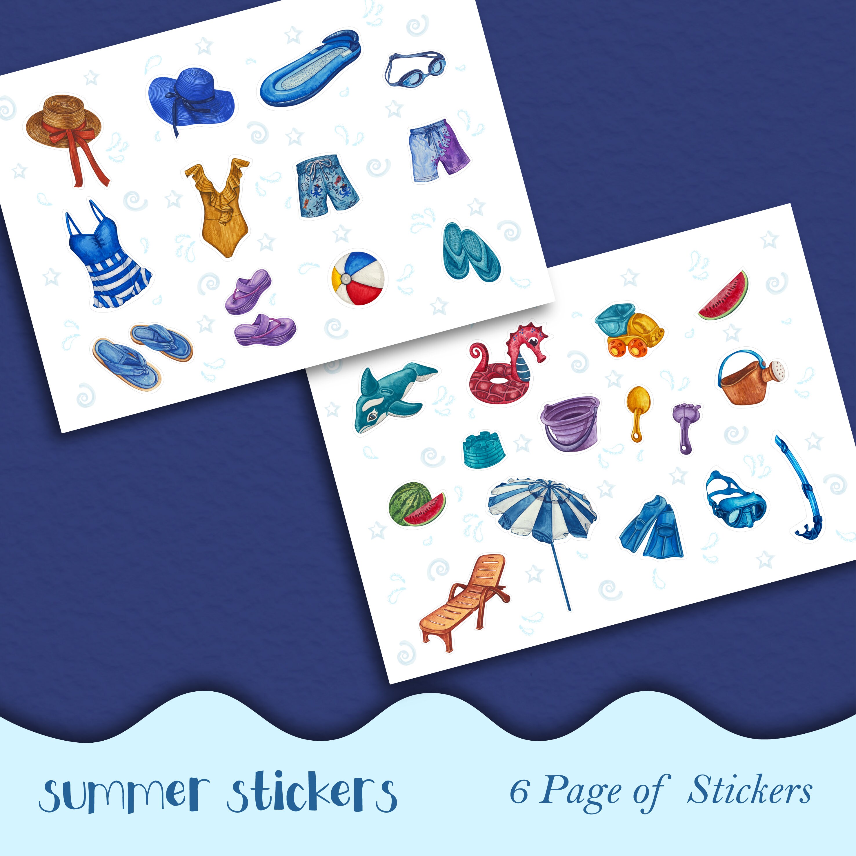 Summer Stickers.printable Stickers for Your Planner and Scrapbooks ...