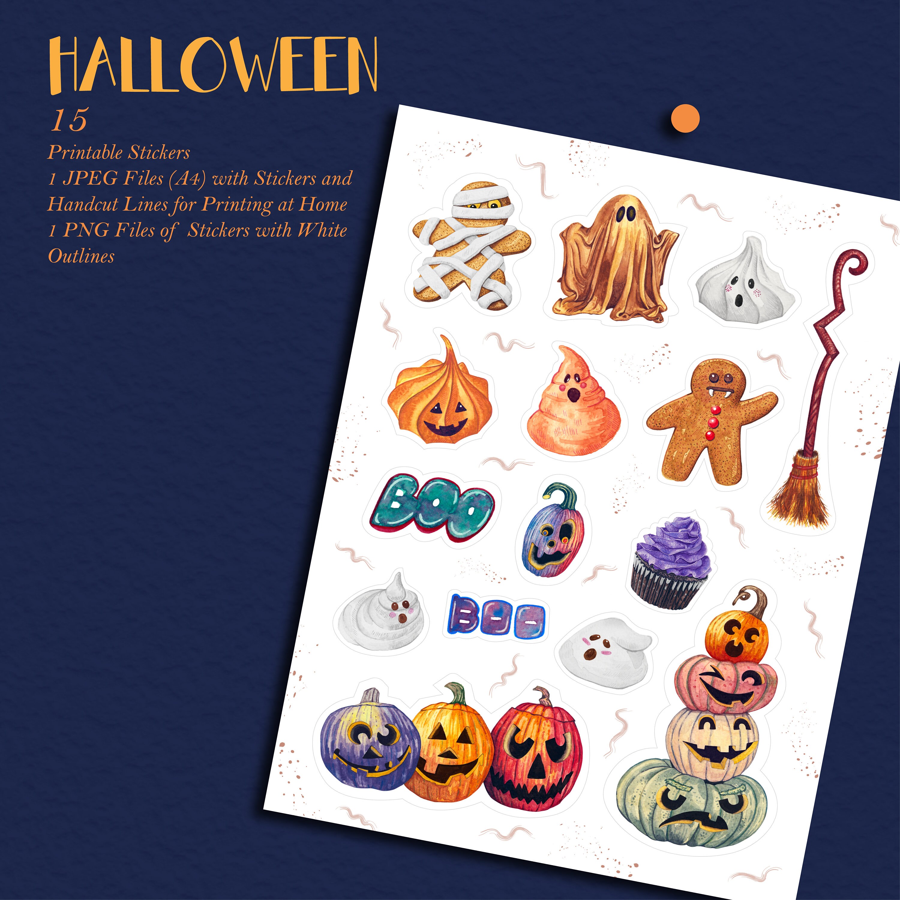 Halloween Png Bundle.printable Sticker Sheet.halloween - Etsy