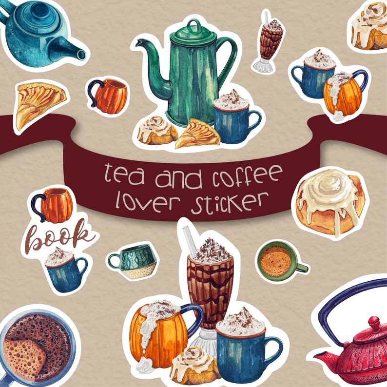 Coffee and Tea Book Stickers. Printable Stickers for Your - Etsy