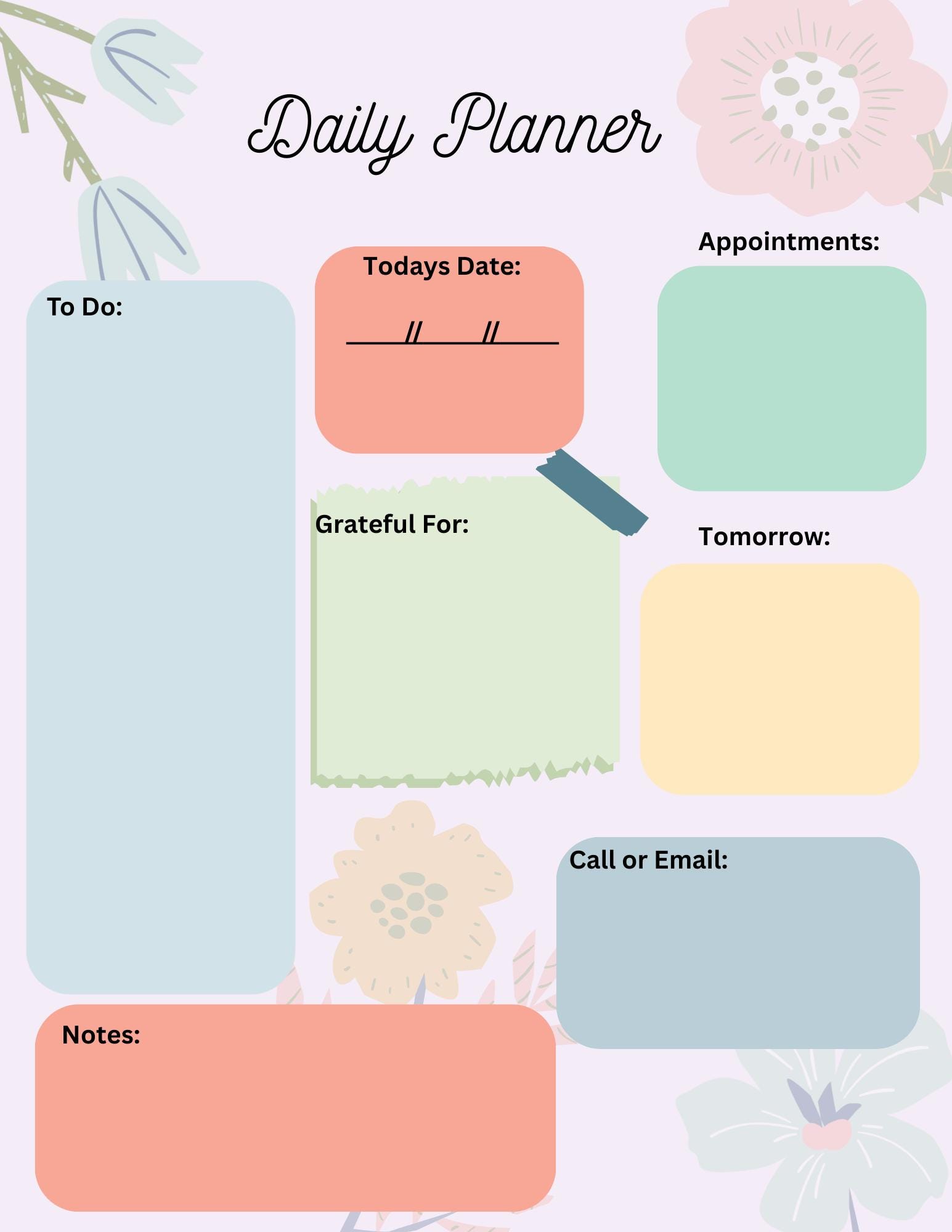 Daily Planner Flower Design - Etsy