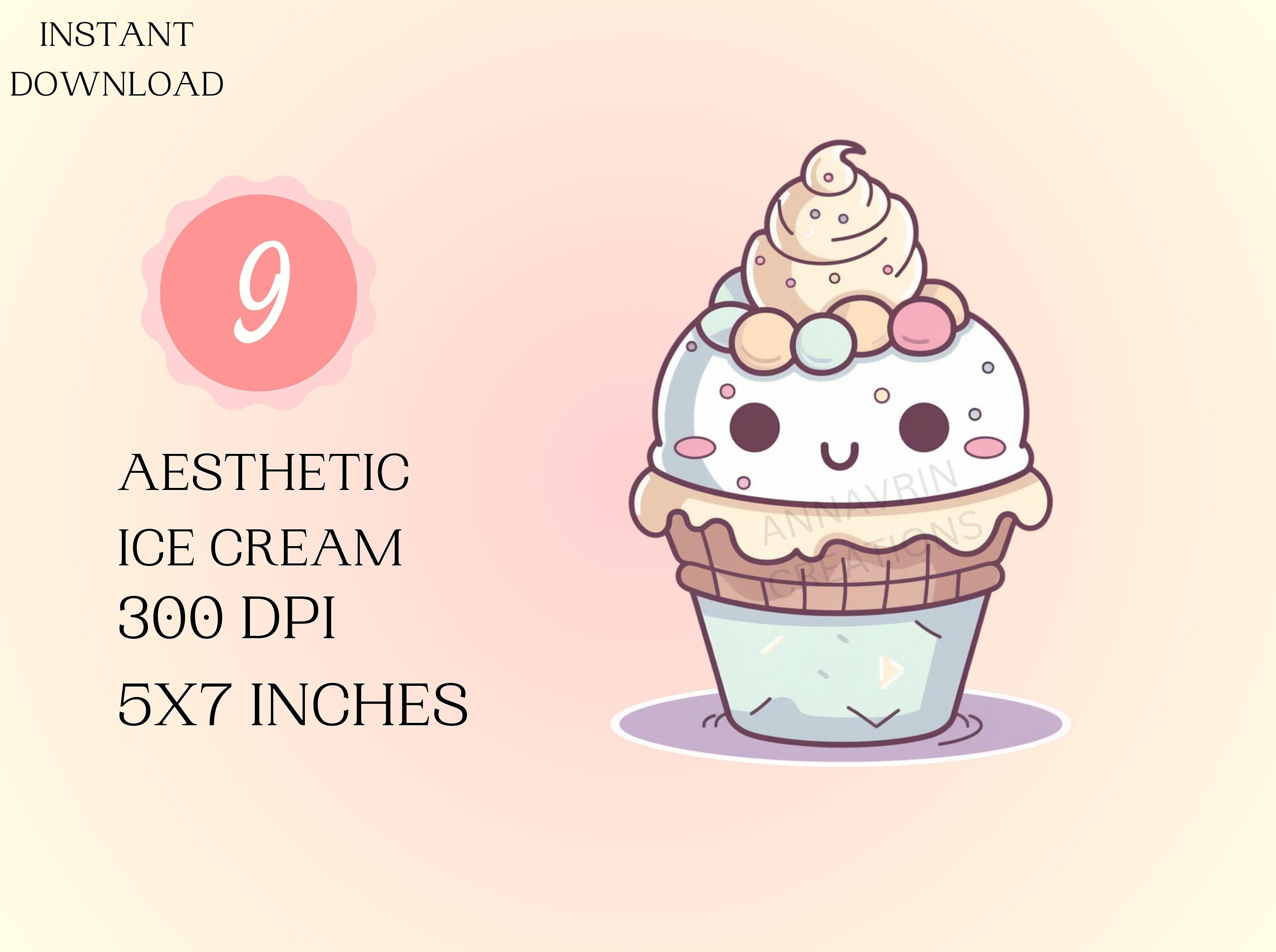 Kawaii Ice Cream Clipart PNG Graphics, Ice Cream Sticker Instant ...