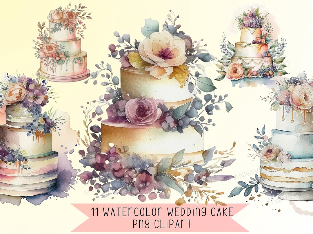 11 Watercolour Wedding Cake PNG Wedding Cake Clipart Watercolor ...