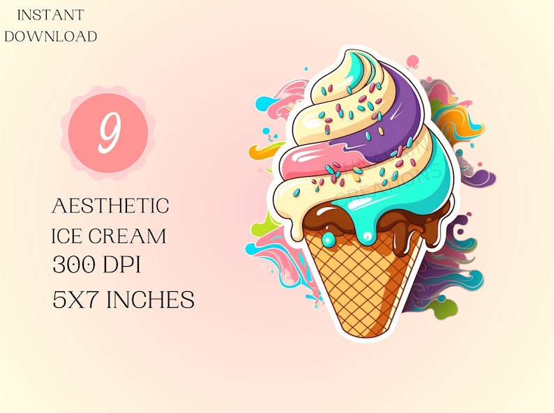 Kawaii Ice Cream Clipart PNG Graphics, Ice Cream Sticker Instant ...