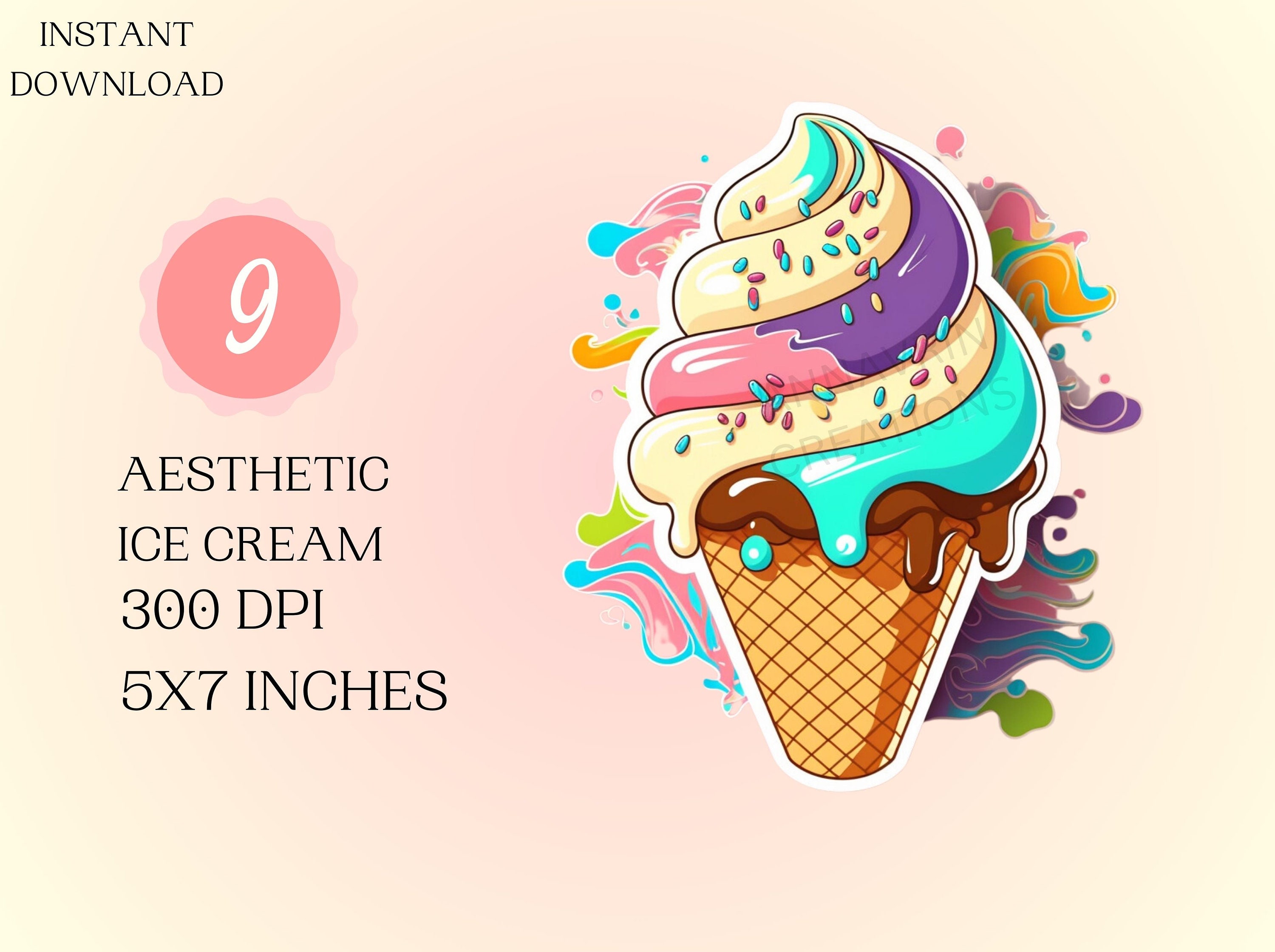 Kawaii Ice Cream Clipart PNG Graphics, Ice Cream Sticker Instant ...
