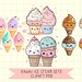 Kawaii Ice Cream Set Clipart PNG, 8 Sets of Ice Cream Sticker Instant ...