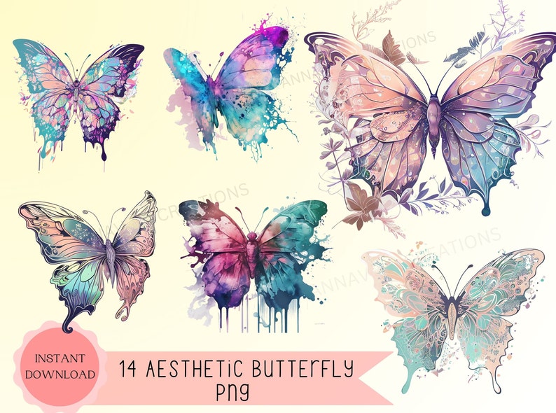 14 Butterflies Clipart High Quality PNG, Nursery Art Card Making ...