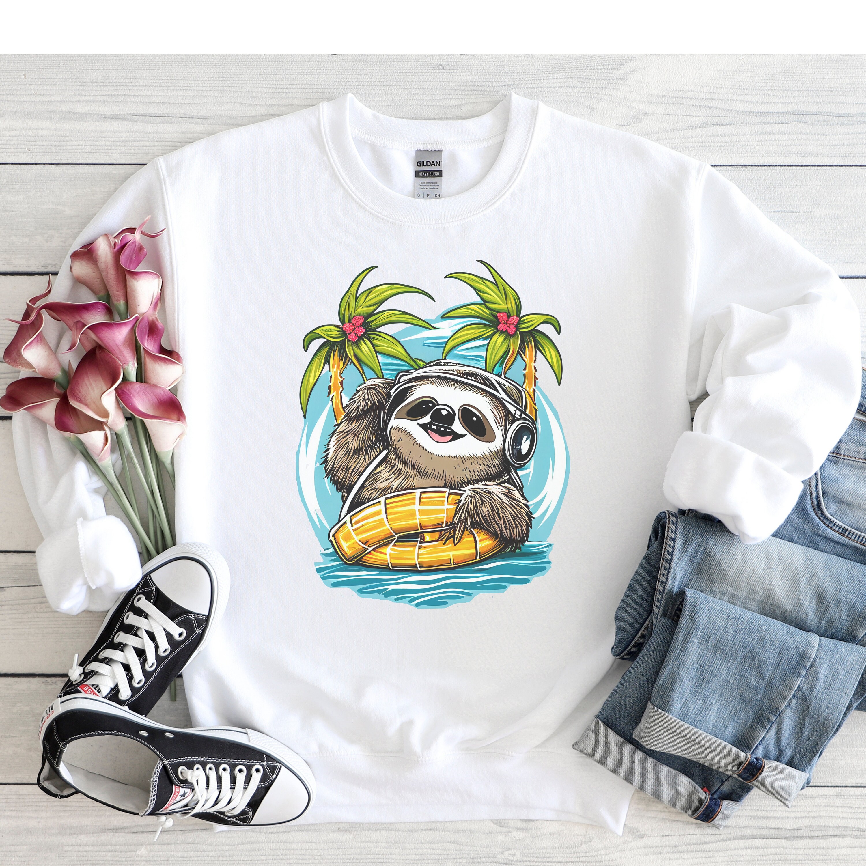 Weighted Sloth Sloth Svg Beach Svg Instant Download Cricut Canva Surf ...