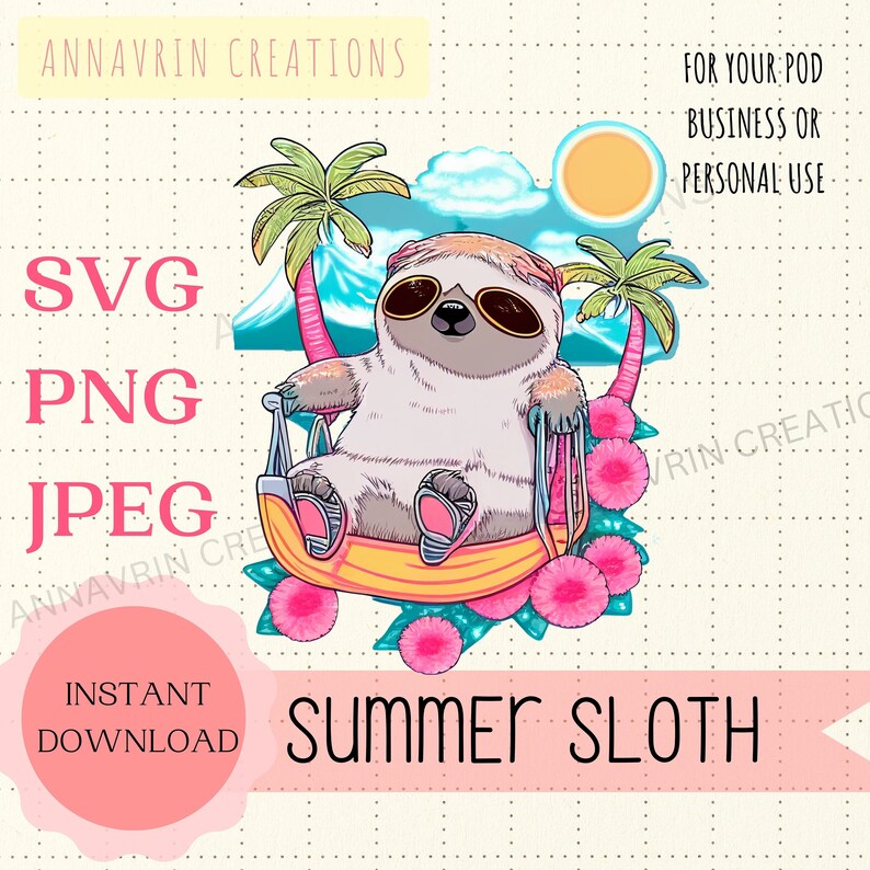 Weighted Sloth Sloth Svg Bundle Svg Instant Download Cricut Canva Surf ...